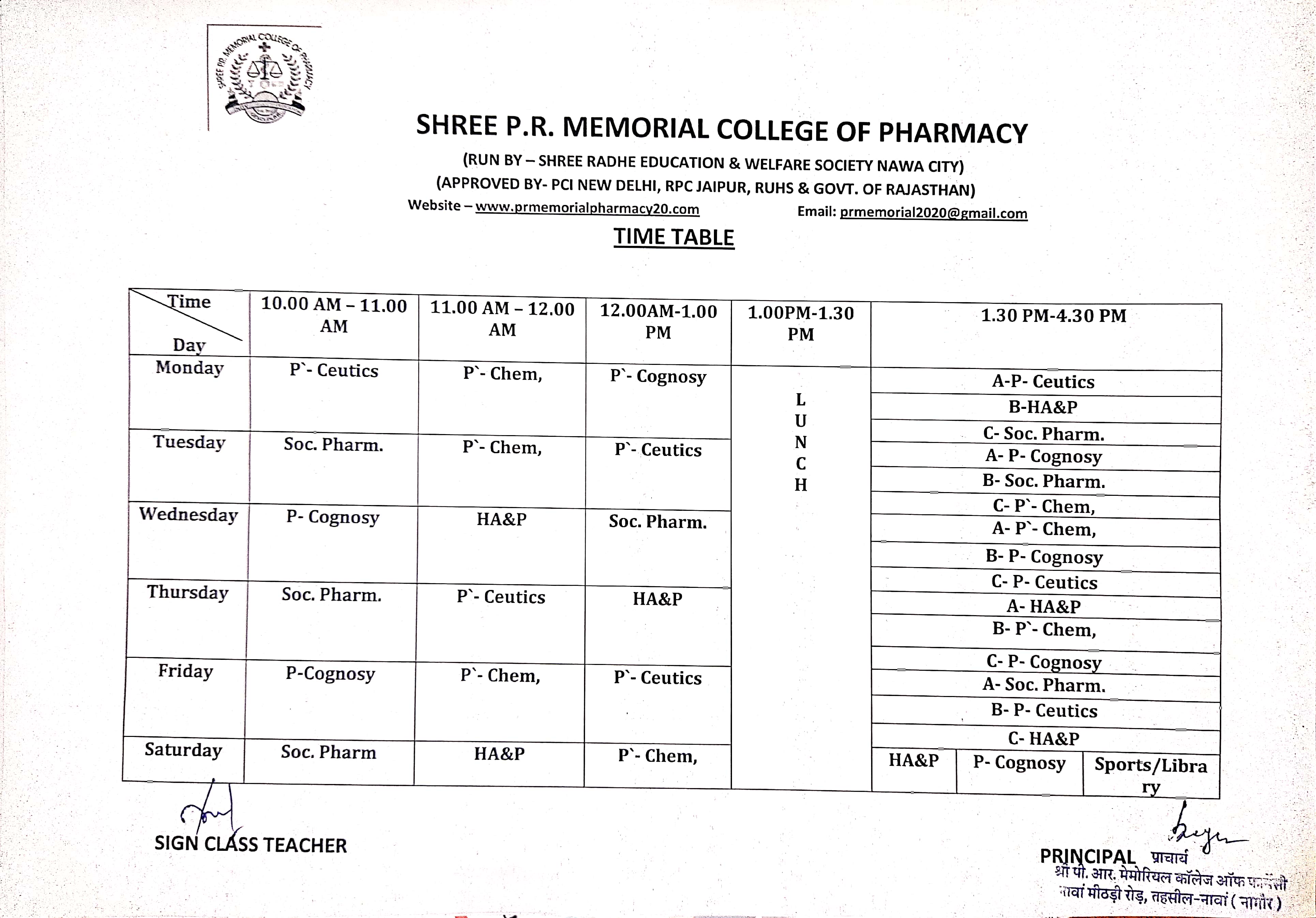 Shree P. R. Memorial Pharmacy College | D.Pharma | Diploma in Pharmacy
